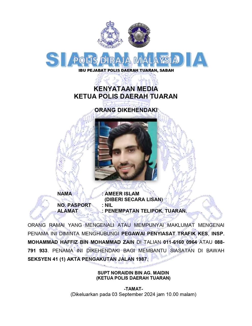 Polis buru suspek langgar lari - THE MALAYSIA PRESS